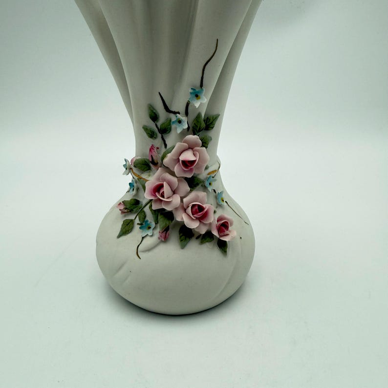 Vintage Lefton Floral Vase ,hand Painted Bisque Porcelain - Etsy