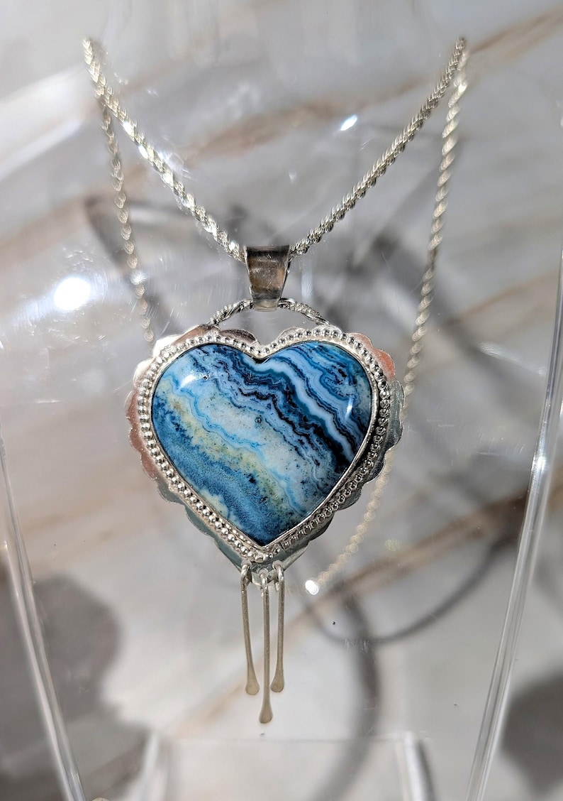 Blue Lace Agate Heart - Etsy