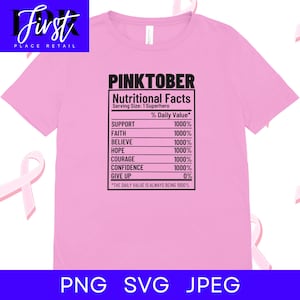 Pinktober Nutritional Facts SVG Cut File, Printable Png and Jpeg for ...