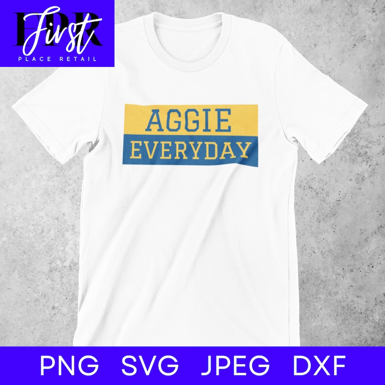 Aggie Everyday Svg and DXF Cut Files, Printable Png and Jpeg for Iron ...