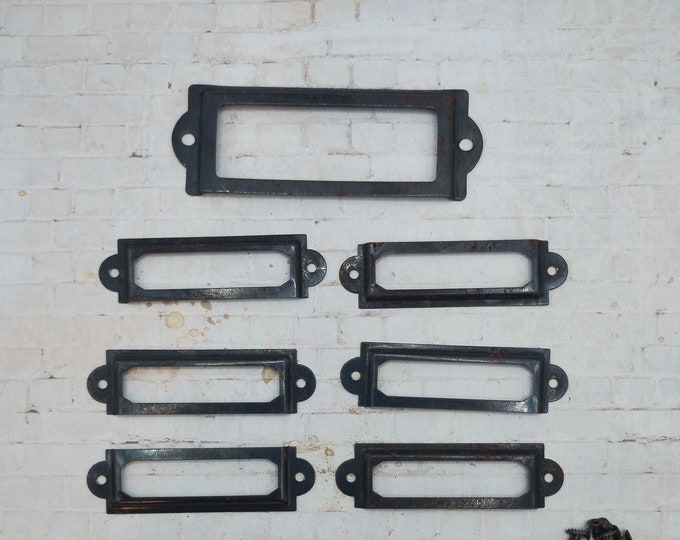 7 Pcs Metal DRAWER PLATE LABEL Holders ~ W/screws - Etsy