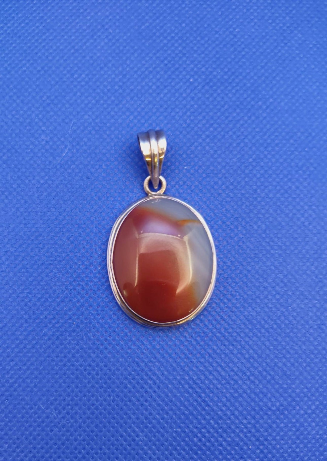 RED RIVER JASPER Stone Pendant ~ Sterling Silver ~ Marked 925 ~ 2 ...