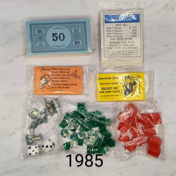 Mint 1985 MONOPOLY GAME PIECES Tokens Deeds Money | Etsy