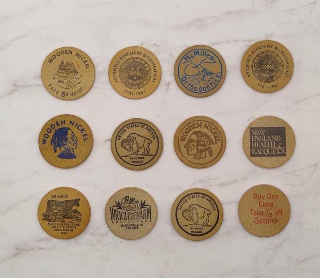 Choose From 12 VINTAGE WOODEN NICKELS ~ Pawtucket Diamond Jubilee ...