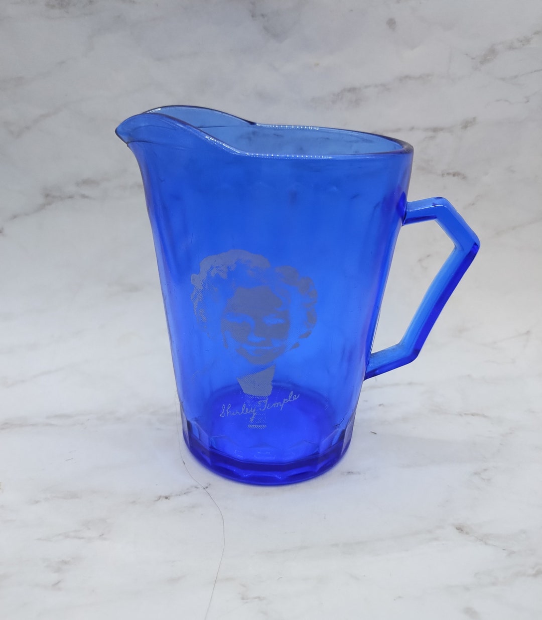 SHIRLEY TEMPLE Milk Pitcher ~ Hazel Glass Co ~cobalt Blue ~ Free ...