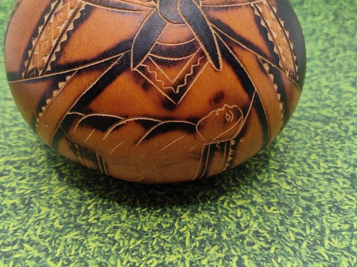 NATIVE CARVED GOURD Mother & Child Hand Carved Rattle - Etsy