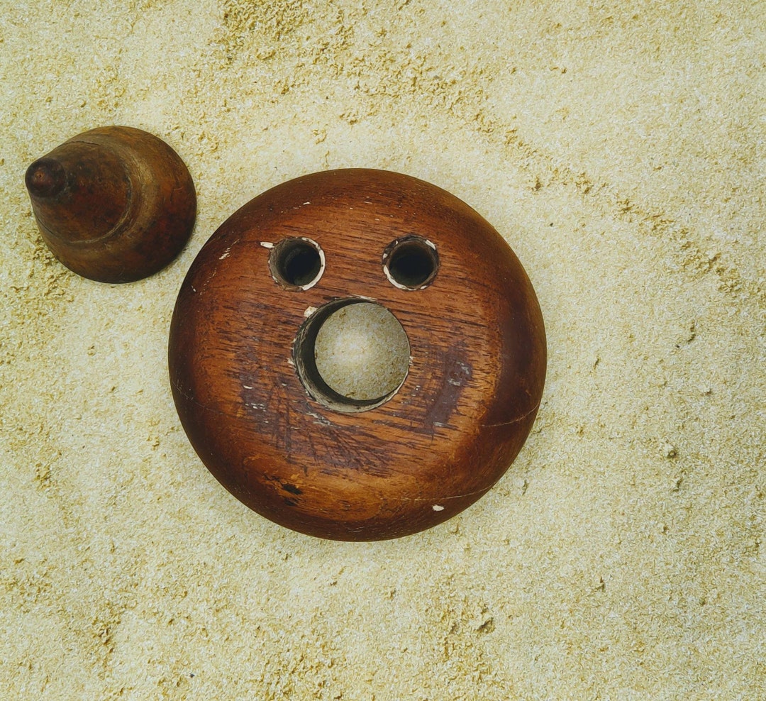 Antique WOODEN FACE ~ Wood Form ~ Happy Face ~ 2pc - Etsy