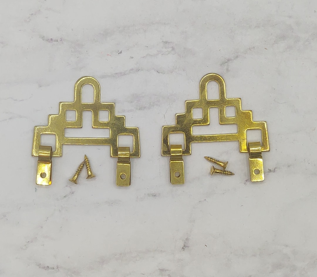 Vintage BRASS Oriental PICTURE HANGERS ~ Pair ~ Asian Photo Hooks W ...