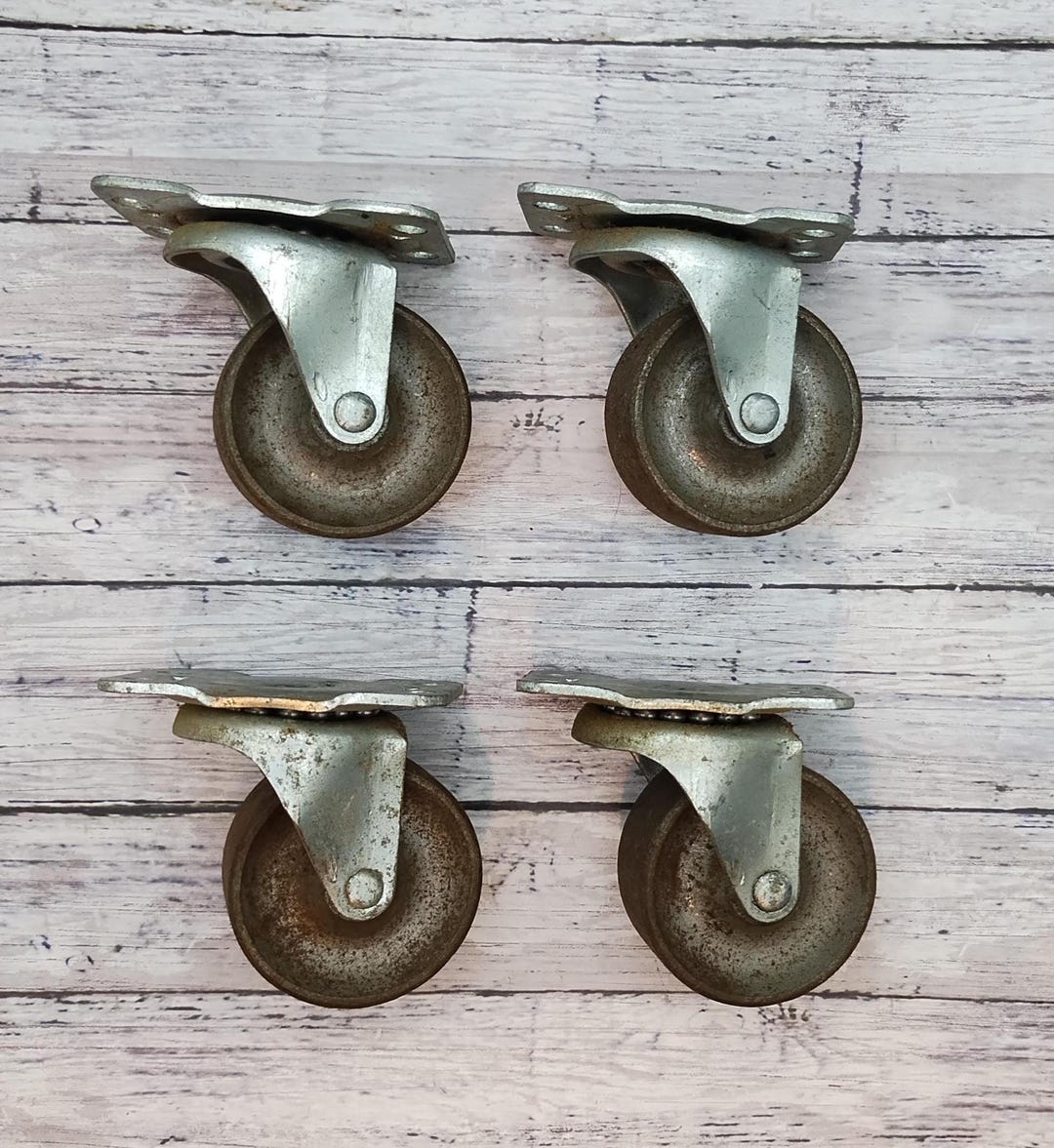 Antique BASSICK CASTER WHEELS ~ Cast Iron Swivel ~ Industrial ~ Factory ...