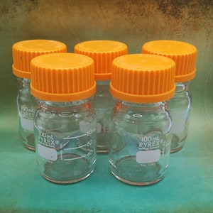 PYREX REAGENT BOTTLE Lab Glass ~ 25ml or 100ml ~ Media Storage Bottles ...