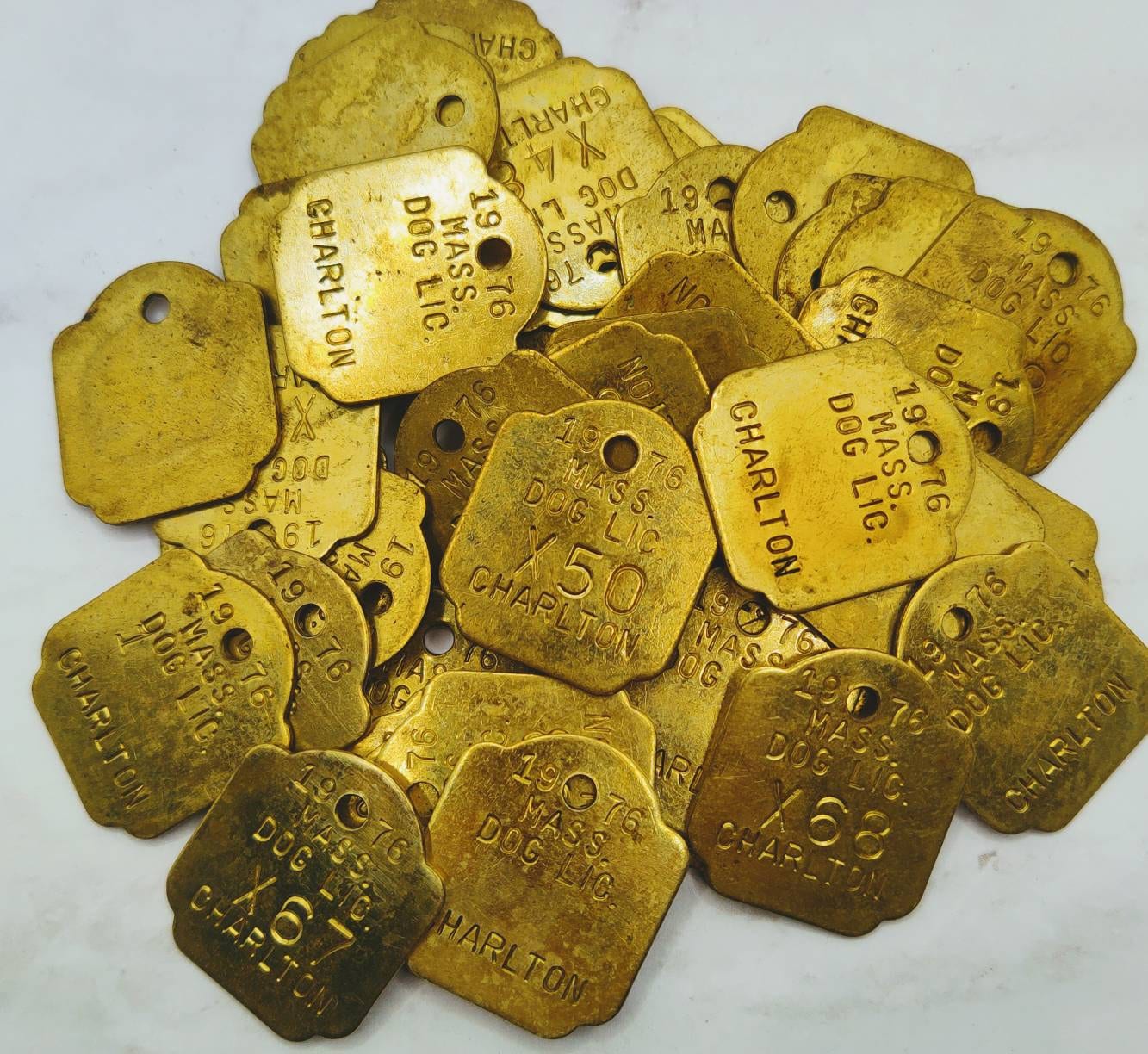 1976 CHARLTON DOG TAGS brass 10 50pcs Steampunk - Etsy