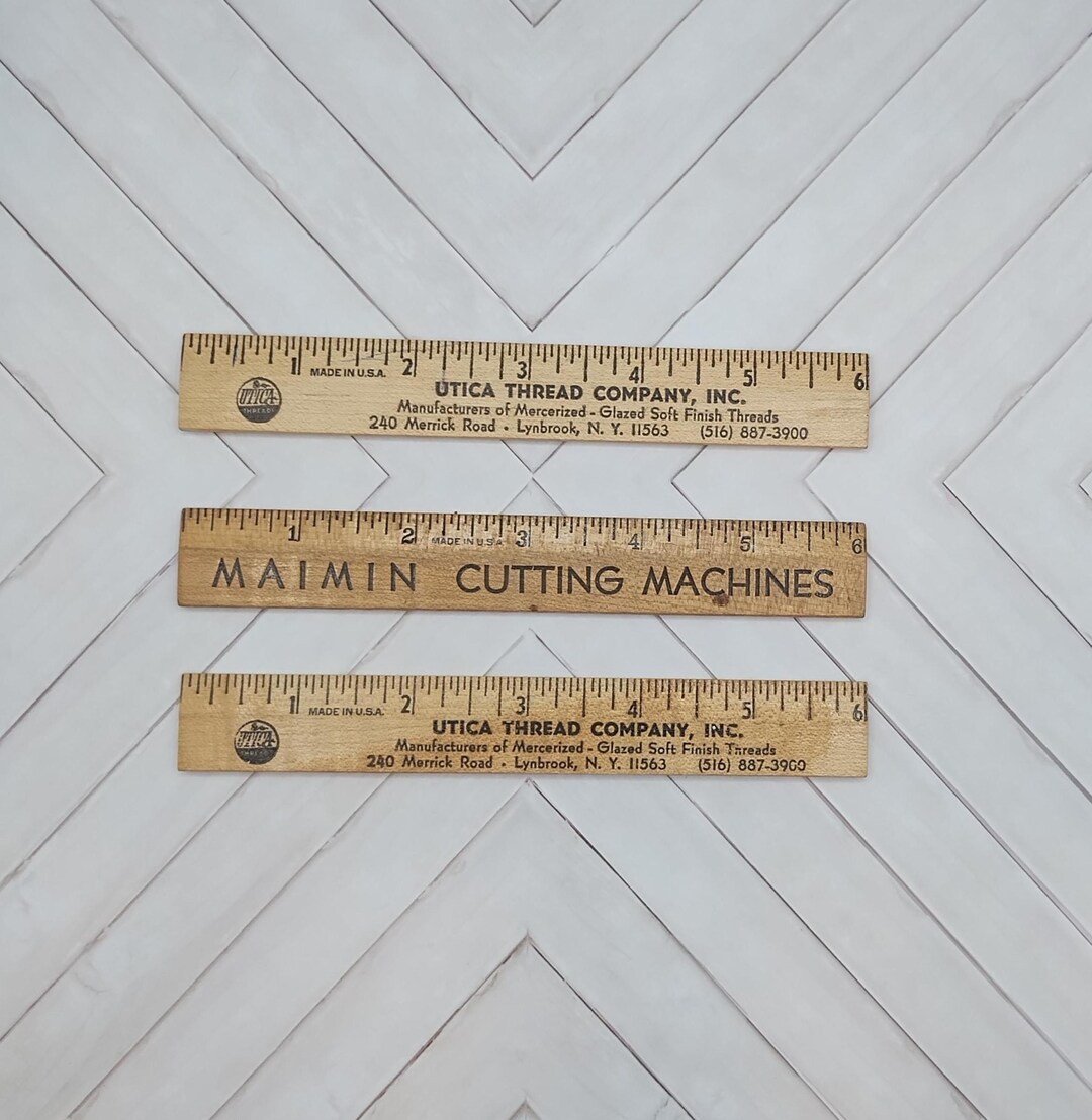 VINTAGE ~ 6" WOODEN RULER ~ Choose ~ Utica Thread Company or Maimin ...