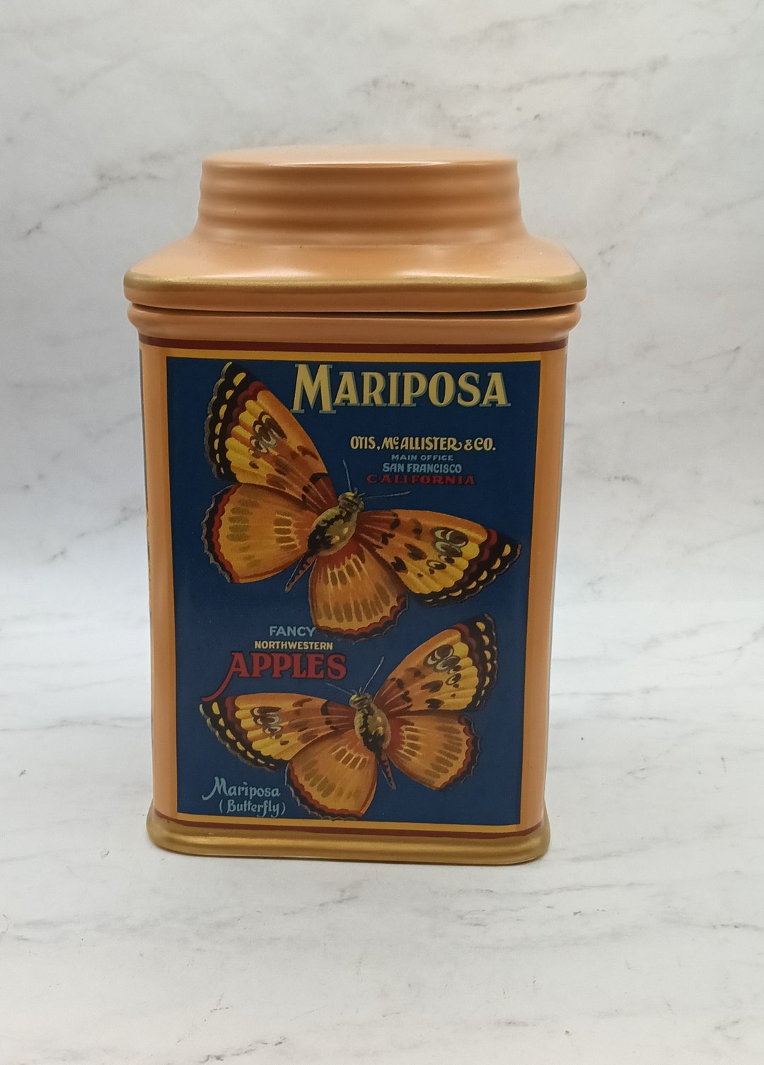 ONEIDA MARAIPOSA Ceramic Canister Apples Butterflies - Etsy