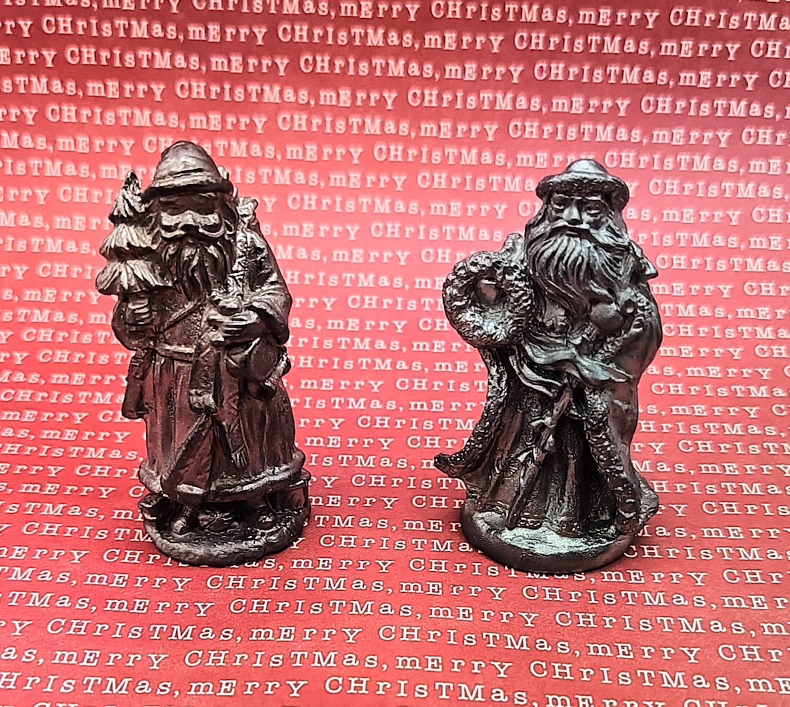METAL SANTA FIGURINES Pewter Kris Krinkle Holiday Decor - Etsy