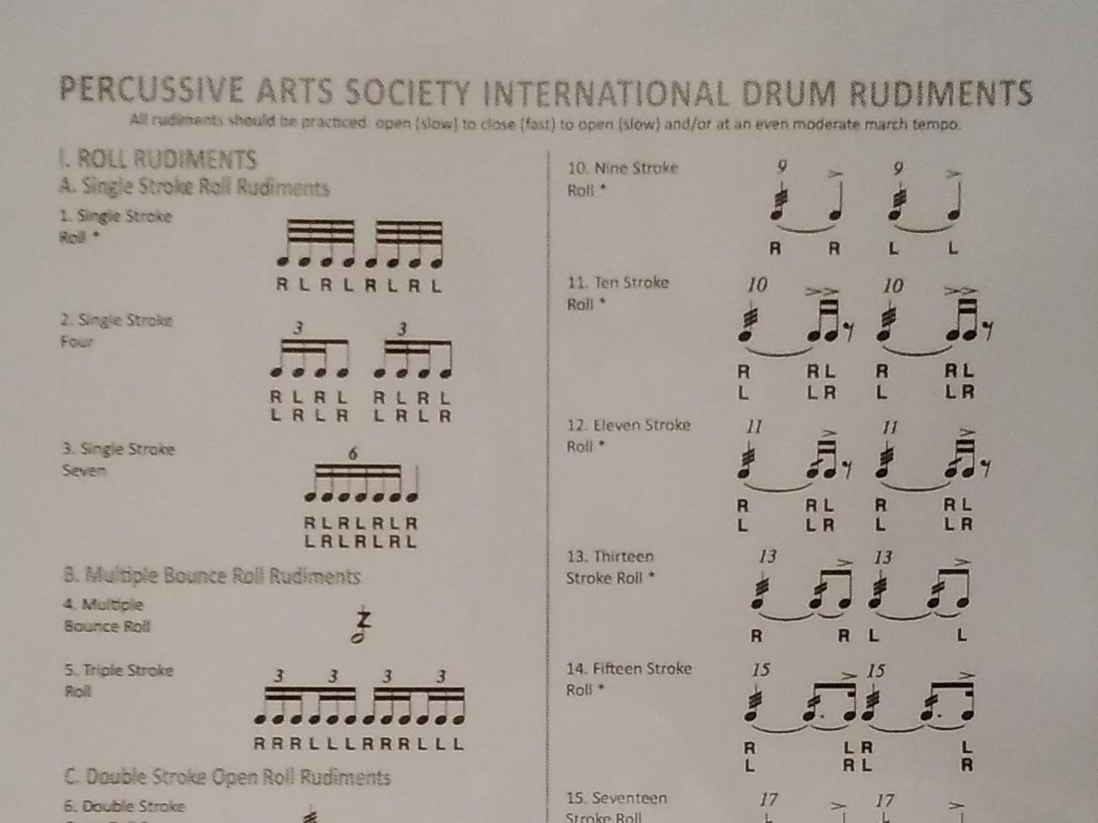 International Drum Rudiments Chart ~ Laminated ~ Double Sided - Etsy