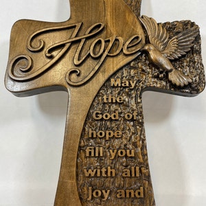 Ornate "hope" Wooden Cross, Solid Wood Cross, Wall Hanging Cross, Large ...