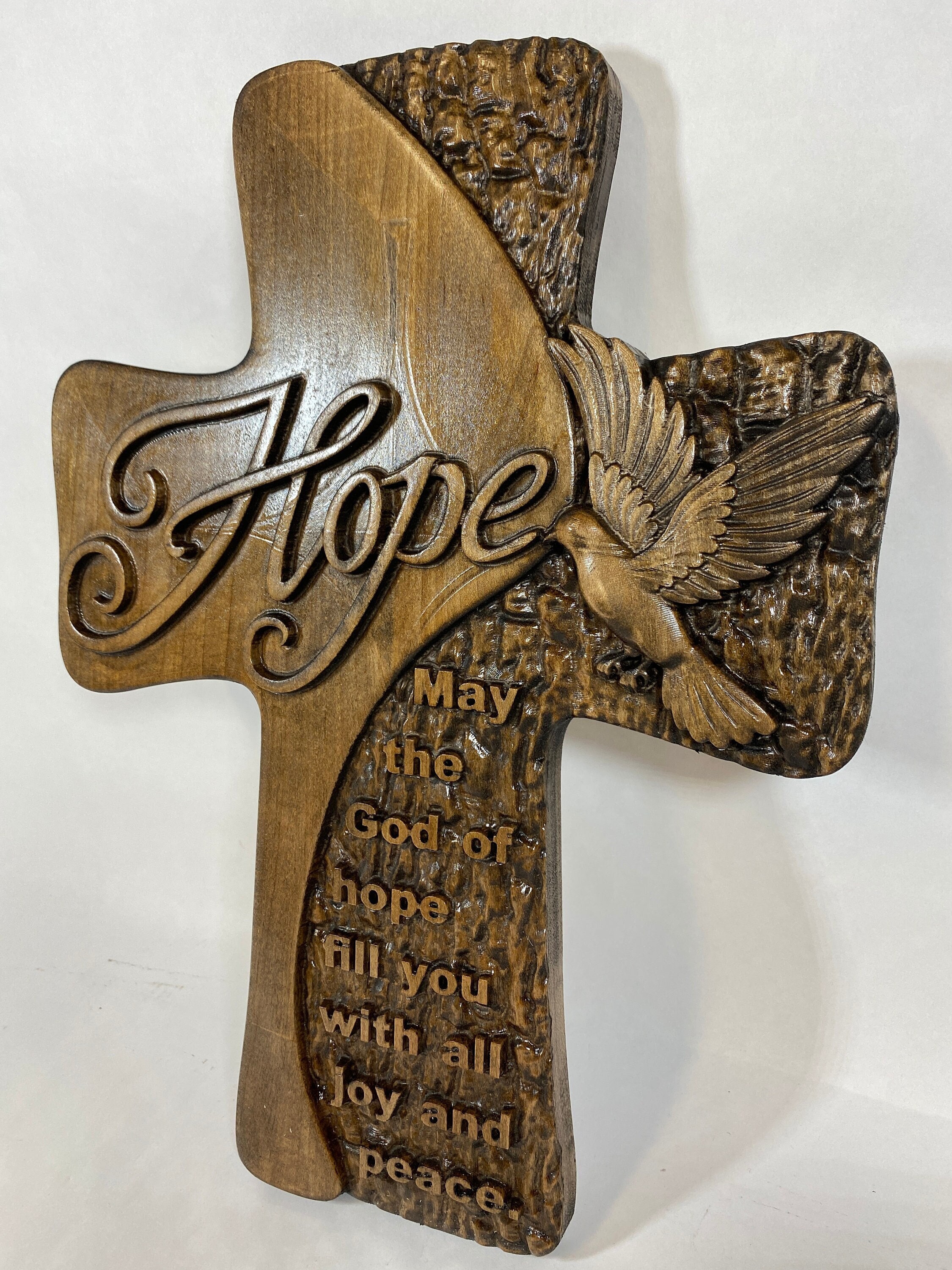 Ornate hope Wooden Cross Solid Wood Cross Wall - Etsy