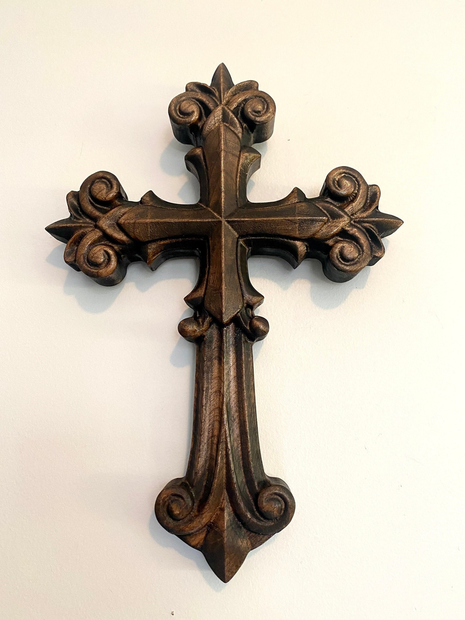 Ornate Wooden Cross, Large Wall Hanging Cross, Large Wooden Cross ...
