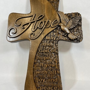 Ornate "hope" Wooden Cross, Solid Wood Cross, Wall Hanging Cross, Large ...
