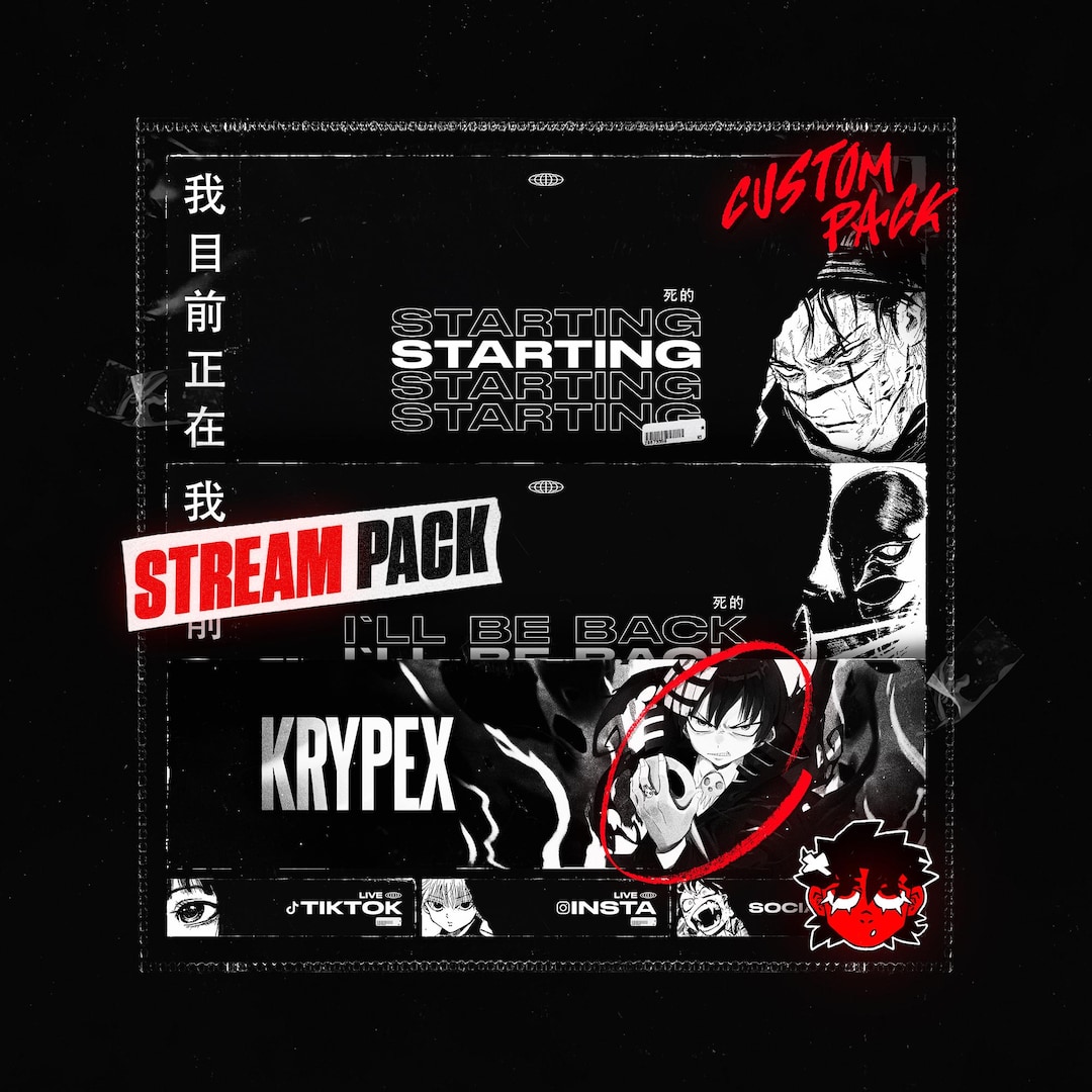 Animated Custom Anime Stream Package | Twitch Overlays, Screens, Panels ...