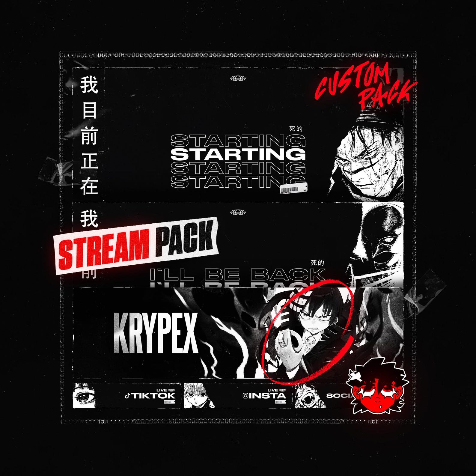 Animated Custom Anime Stream Package | Twitch Overlays, Screens, Panels ...