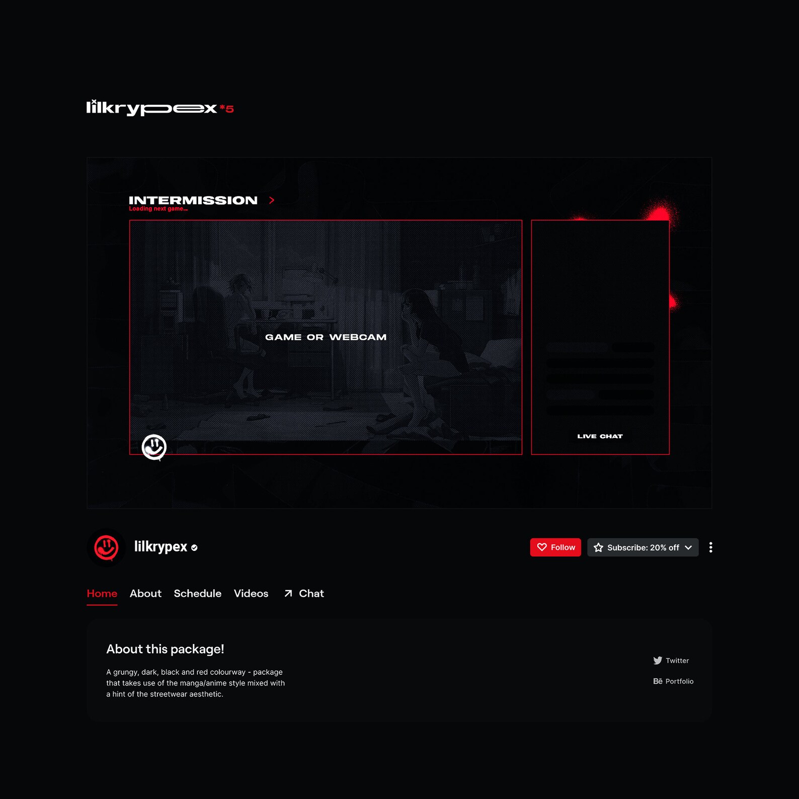 Animated Crimson Shadow Anime Stream Pack | Twitch Overlays, Screens ...