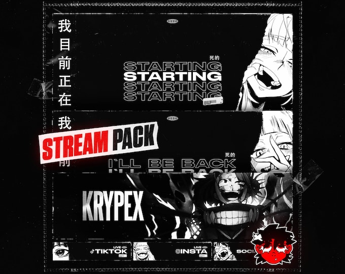 Animated Custom Anime Stream Package | Twitch Overlays, Screens, Panels ...