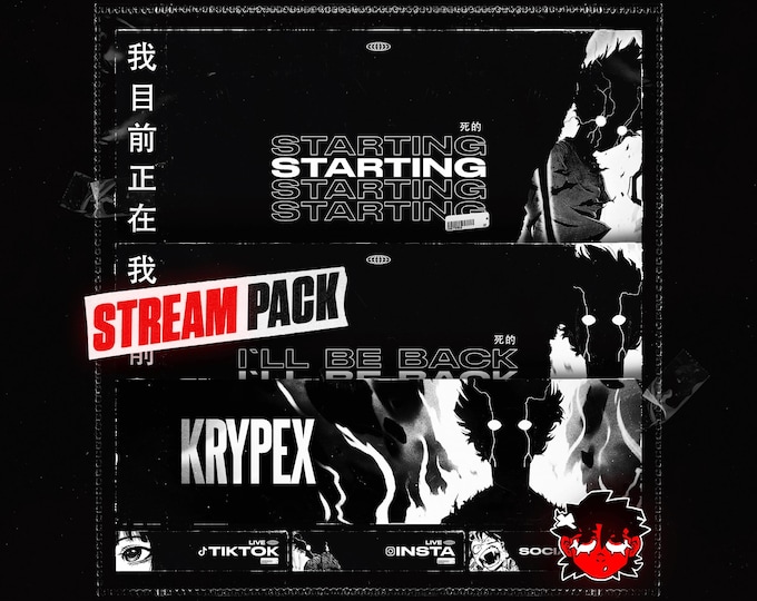 Animated Custom Anime Stream Package | Twitch Overlays, Screens, Panels ...