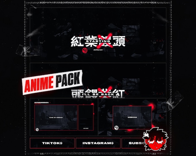 Animated Custom Anime Stream Package | Twitch Overlays, Screens, Panels ...