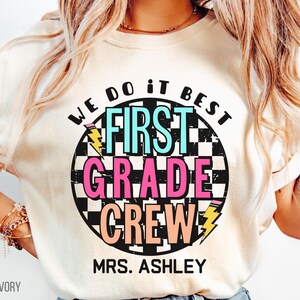 Comfort Colors 1st Grade Teacher Shirt, First Grade Teacher Crew Tshirt ...