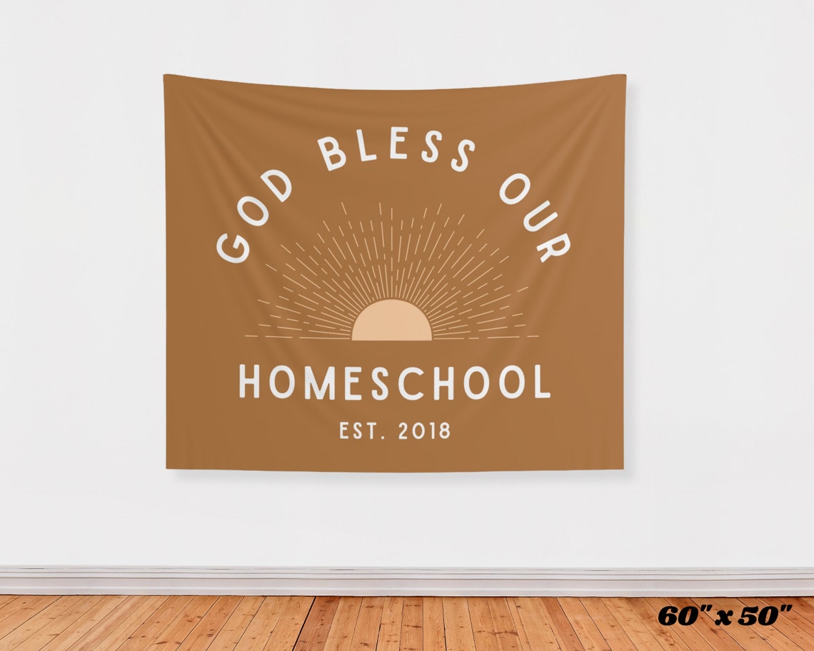 Custom Homeschool Pennant Blessed Homeschool Sign Camp Homeschool Room ...