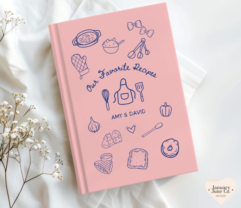 Personalized Recipe Book for Couples, Custom Name Family Cookbook ...