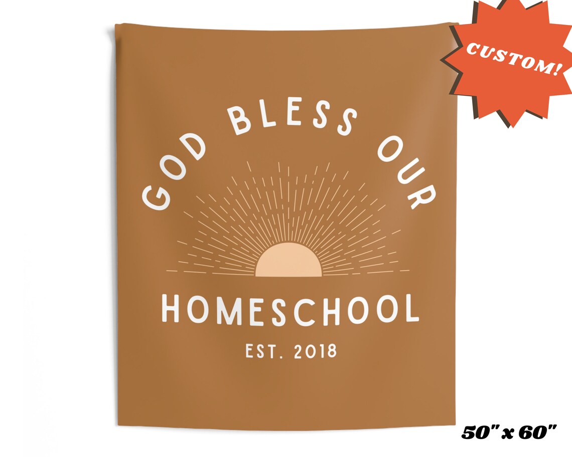 Custom Homeschool Pennant Blessed Homeschool Sign Camp Homeschool Room ...