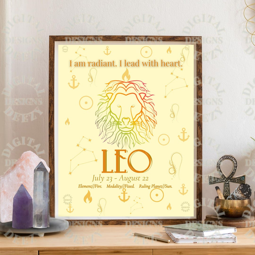 Leo Zodiac Digital Art Print | Astrology Wall Decor | Printable Leo ...