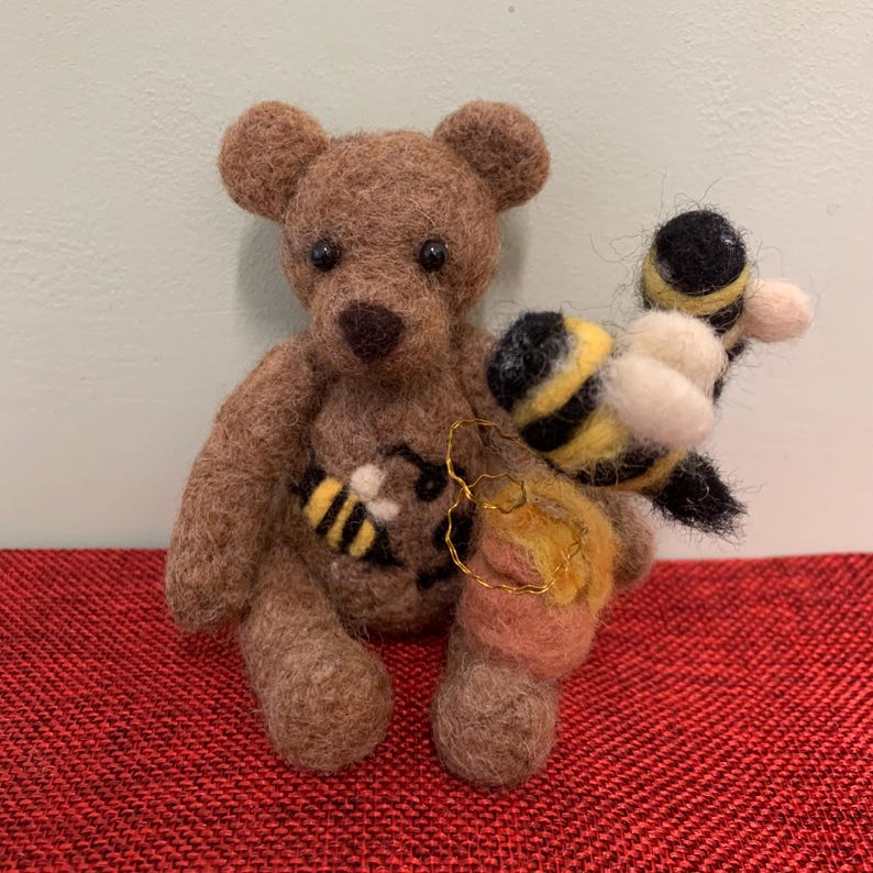 Honey Bear Needlefelt, Collectible, Needle Felt, Bee, Teddy, Cute **NOT ...
