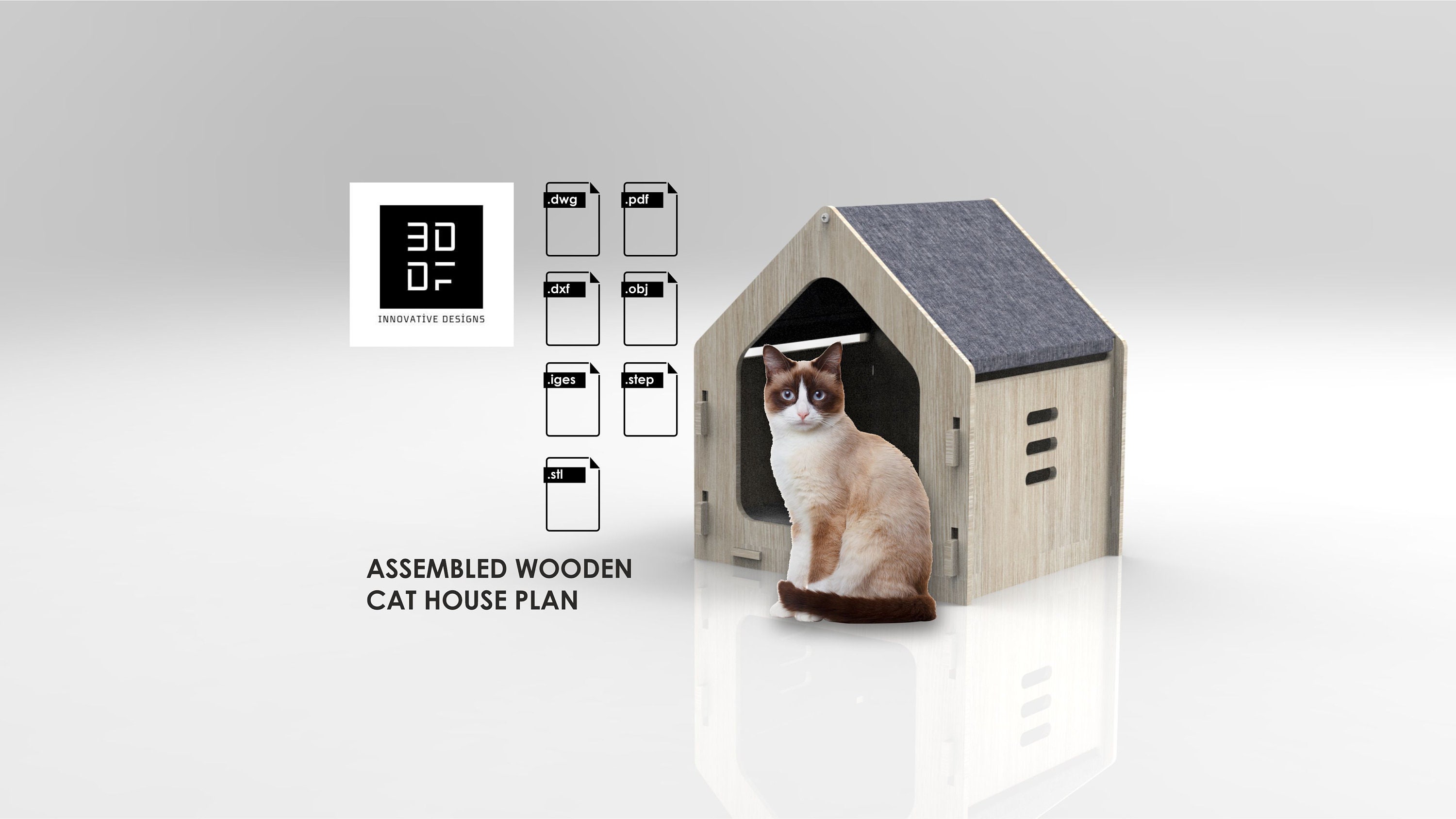 Assembled Wooden Cat House Plan. - Etsy