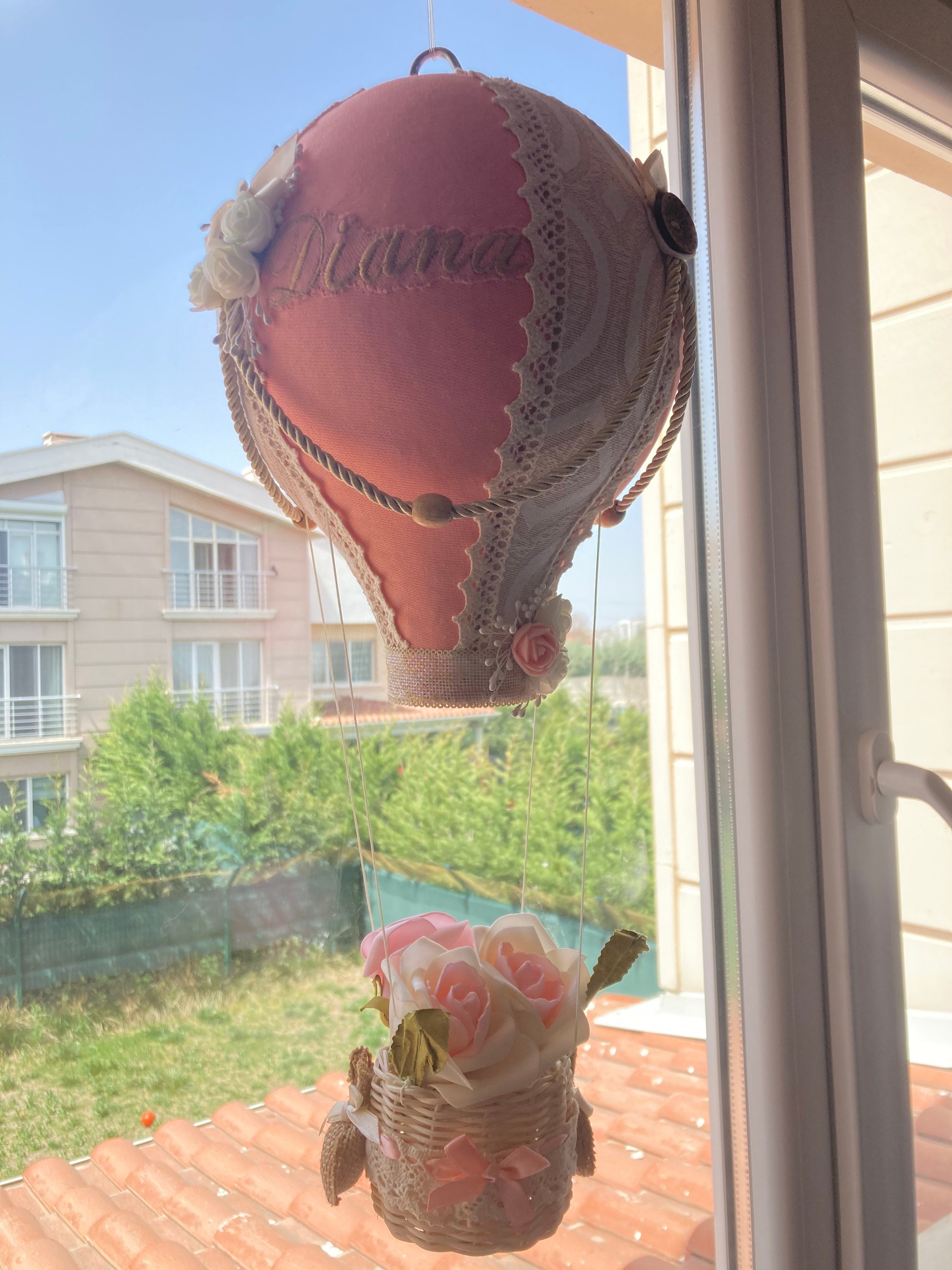 Personalized BIG Hot Air Balloon, Name Embroidery, Nursery Balloon ...