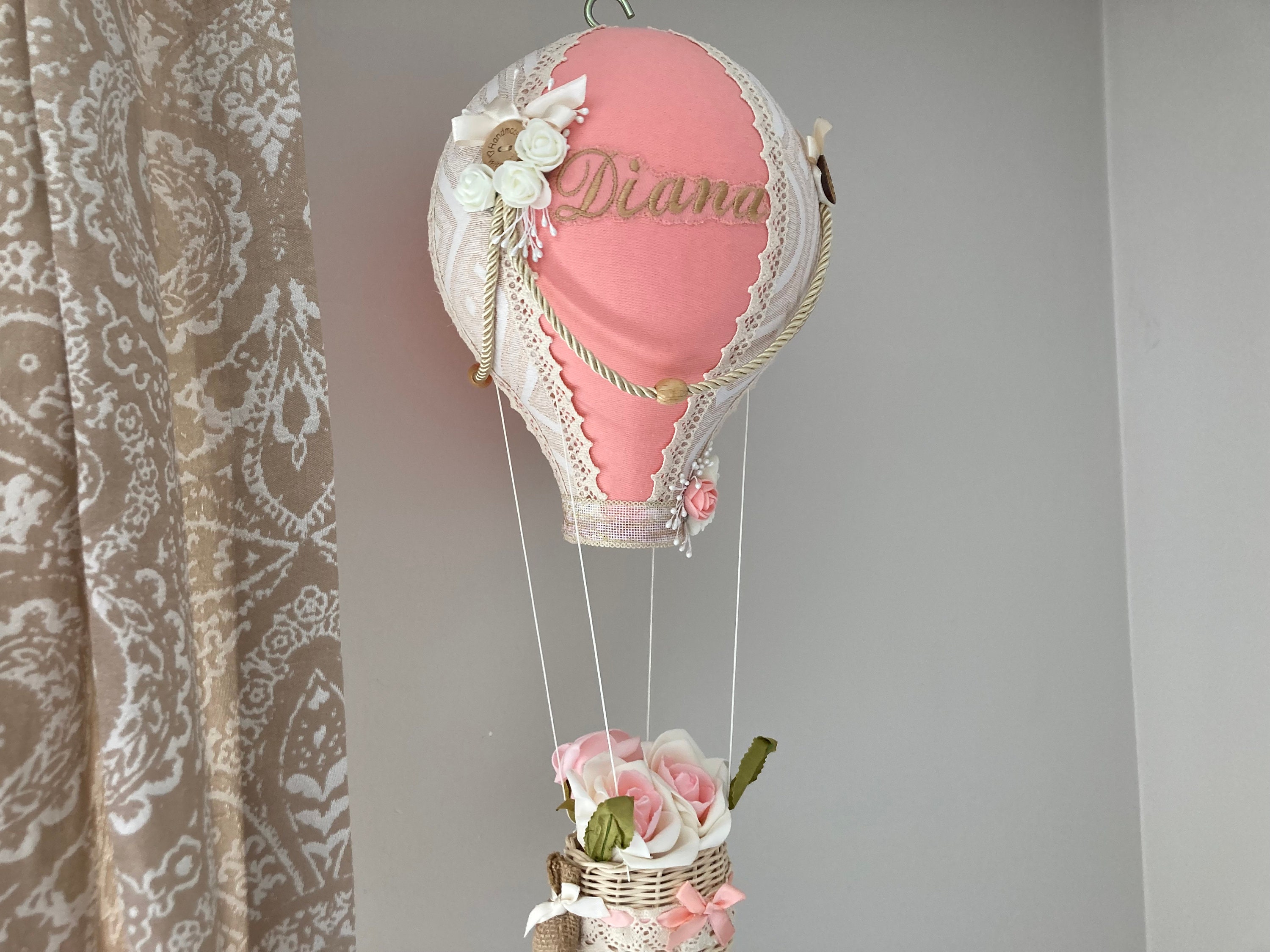 Personalized BIG Hot Air Balloon, Name Embroidery, Nursery Balloon ...