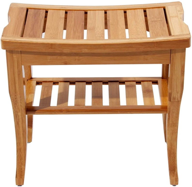 Bathroom Stool Non-slip 2 Tiers Shower Stool Wood Stool Bath Stool ...