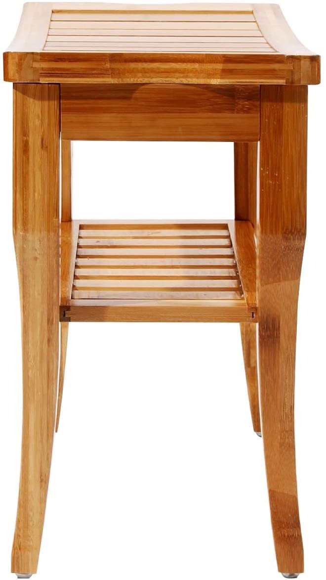 Bathroom Stool Non-slip 2 Tiers Shower Stool Wood Stool Bath Stool ...