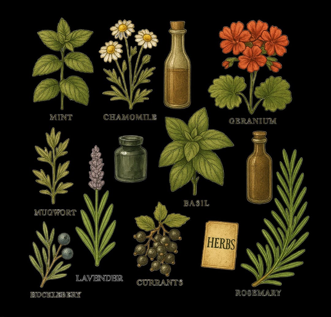 Vintage Herbs and Berries Clipart Set | Botanical Culinary Plants ...