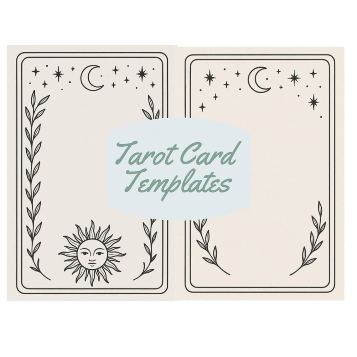 Celestial Tarot Card Frame Template: Sun, Moon, Stars (PNG Digital ...