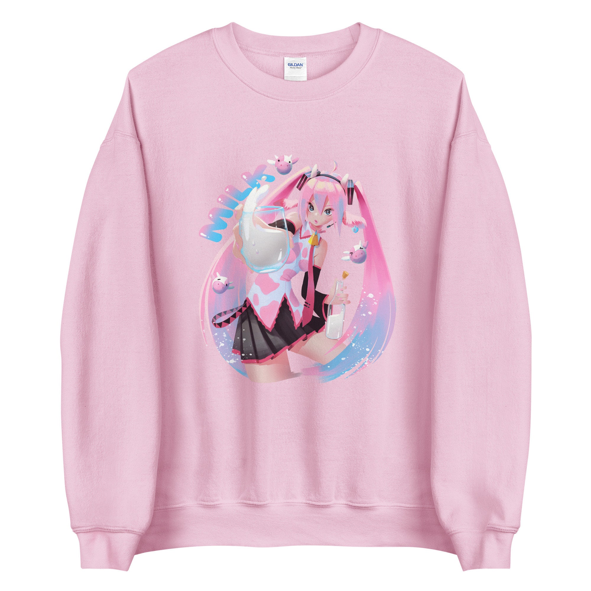 Hatsune Miku COW Milk Original Illustration Sweat Shirt | Etsy