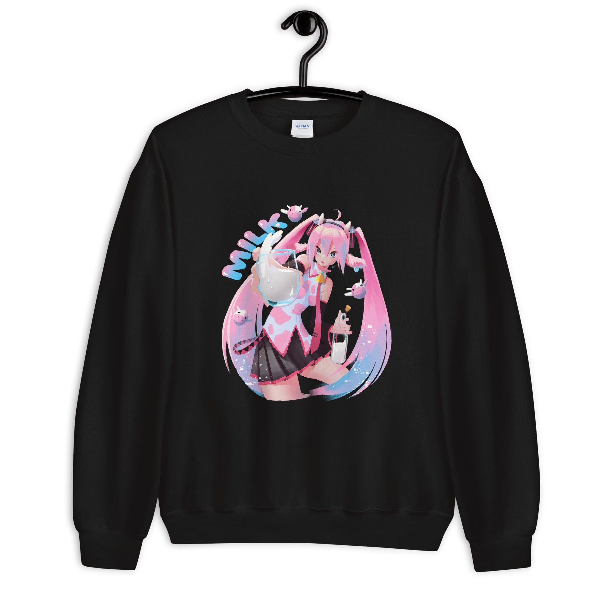 Hatsune Miku COW Milk Original Illustration Sweat Shirt | Etsy