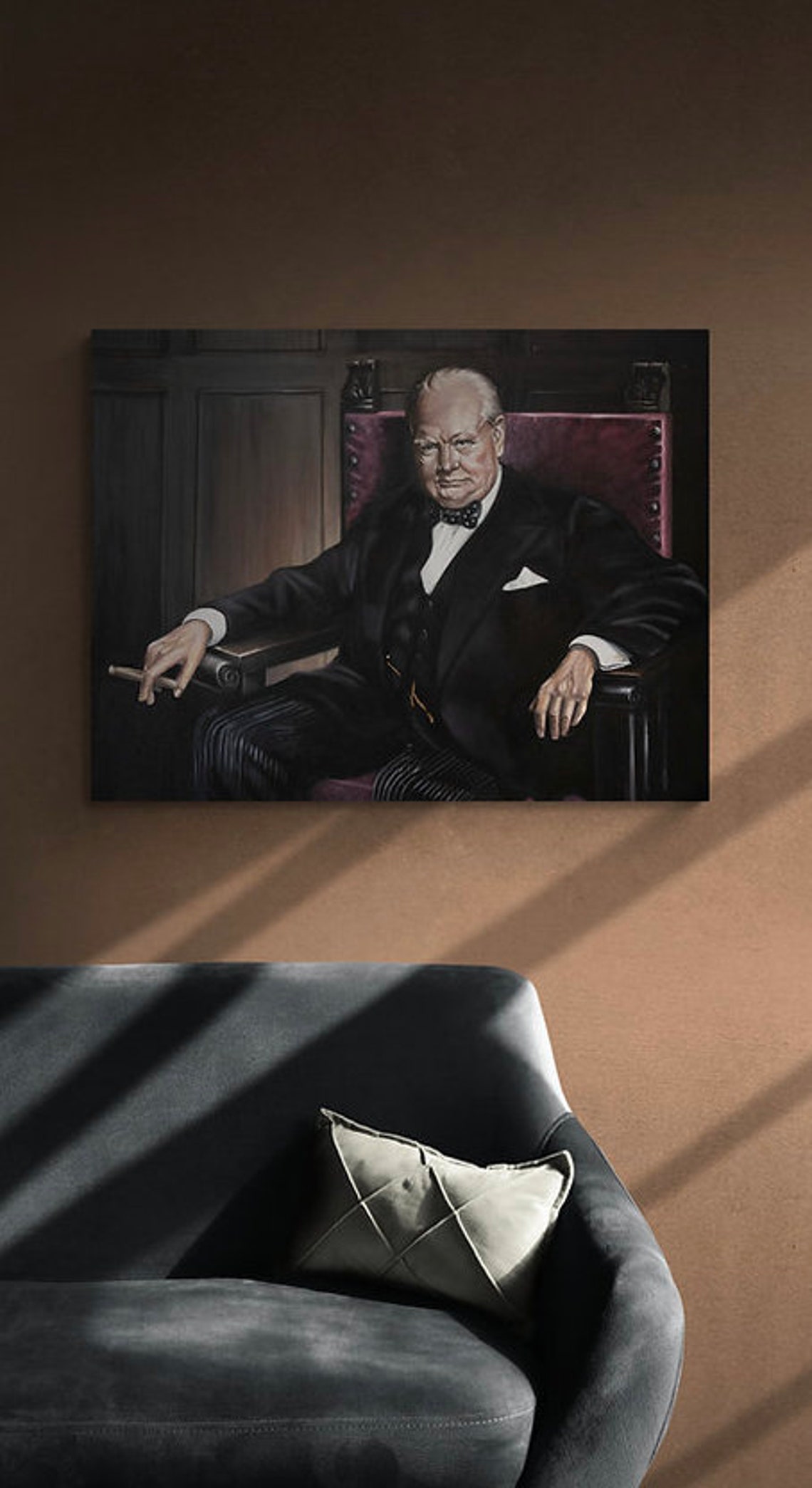 Hand-painted Oil on Canvas – Portrait of Winston Churchill - Etsy