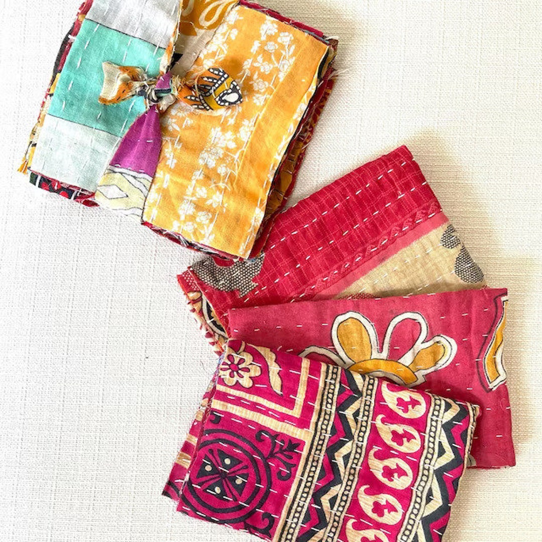 Vintage Kantha Fabric Handstitched Kantha Quilt SARI SQUARES Fabrics ...