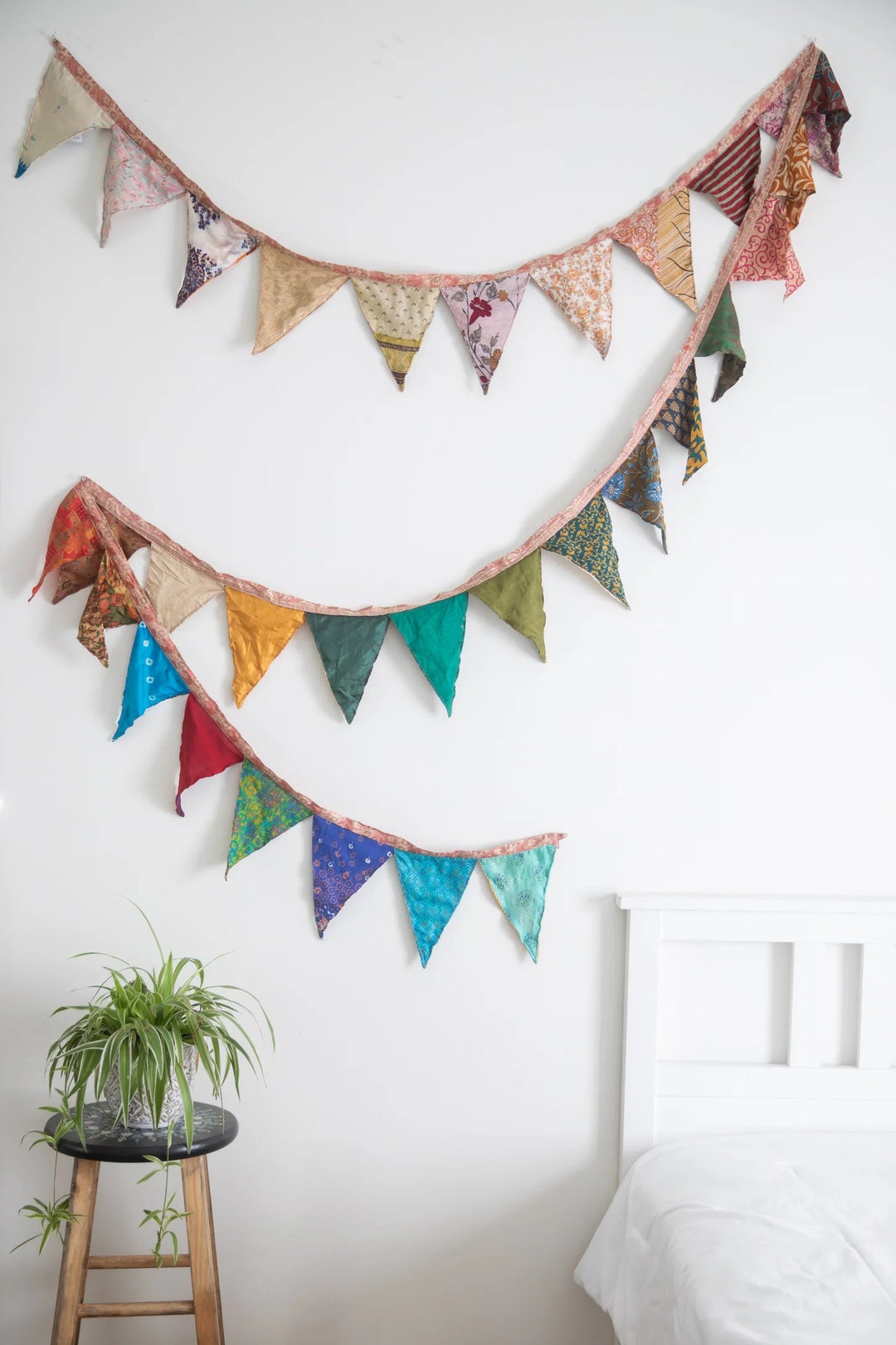 Recycled BUNTING BANNER Boho Indian Colorful Sari Bunting Garland ...