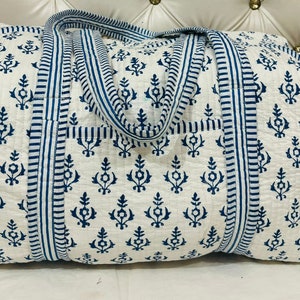 Large Cotton Weekender Travel Bag Handmade Quilted Fabric - Etsy
