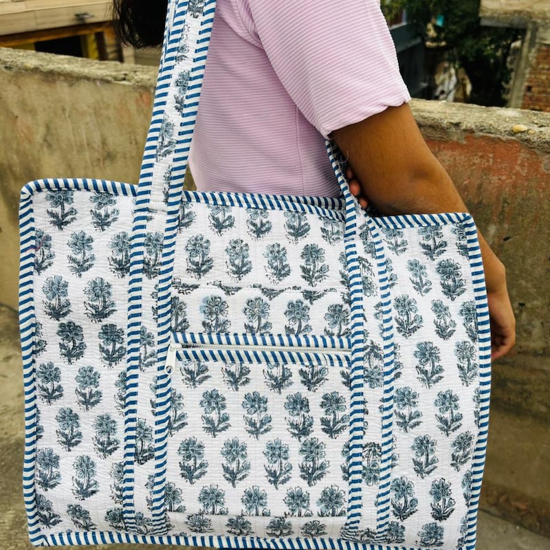 Tote Bag Zip Block Print - Etsy