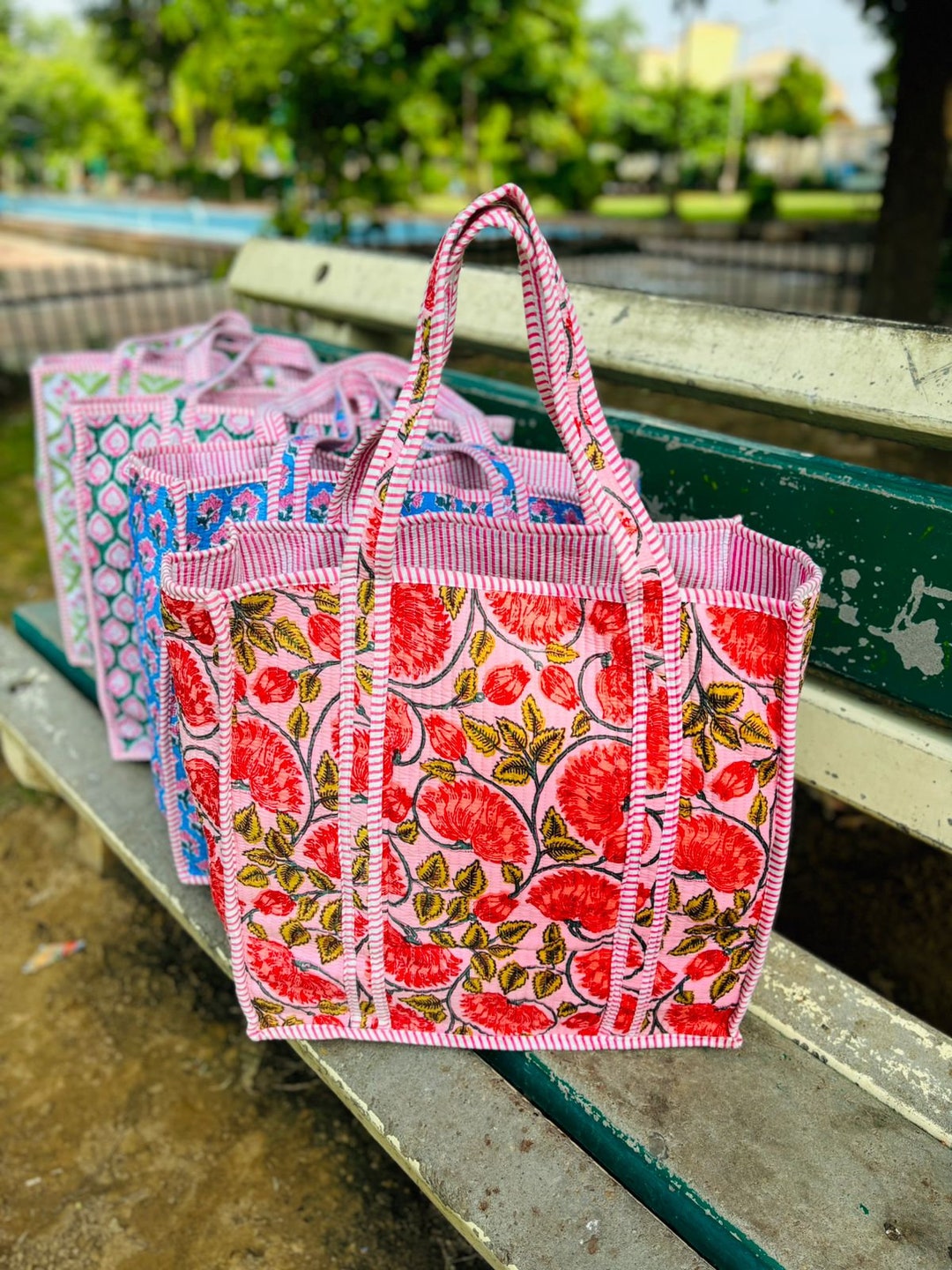 Quilted Cotton Patch Work Large Multicolor Patch Tote Bag Eco Friendly ...